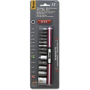 Titan 16135 13-Piece Tamper Resistant SAE Hex Bit Set