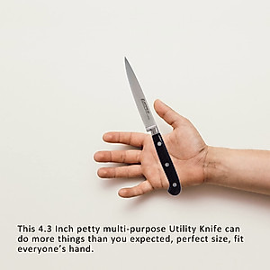 Kitchen Utility Knife - MATTSTONE HILL 4.3" Paring Knife, Vegetable Knife, German Steel, Triple Rivet Handle