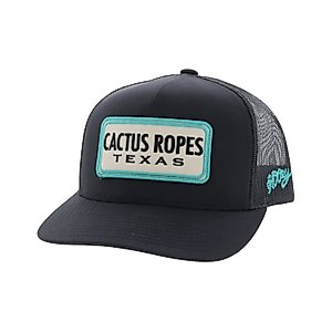 HOOEY Adjustable Snapback Trucker Hat with Cactus Ropes Logo (Black)