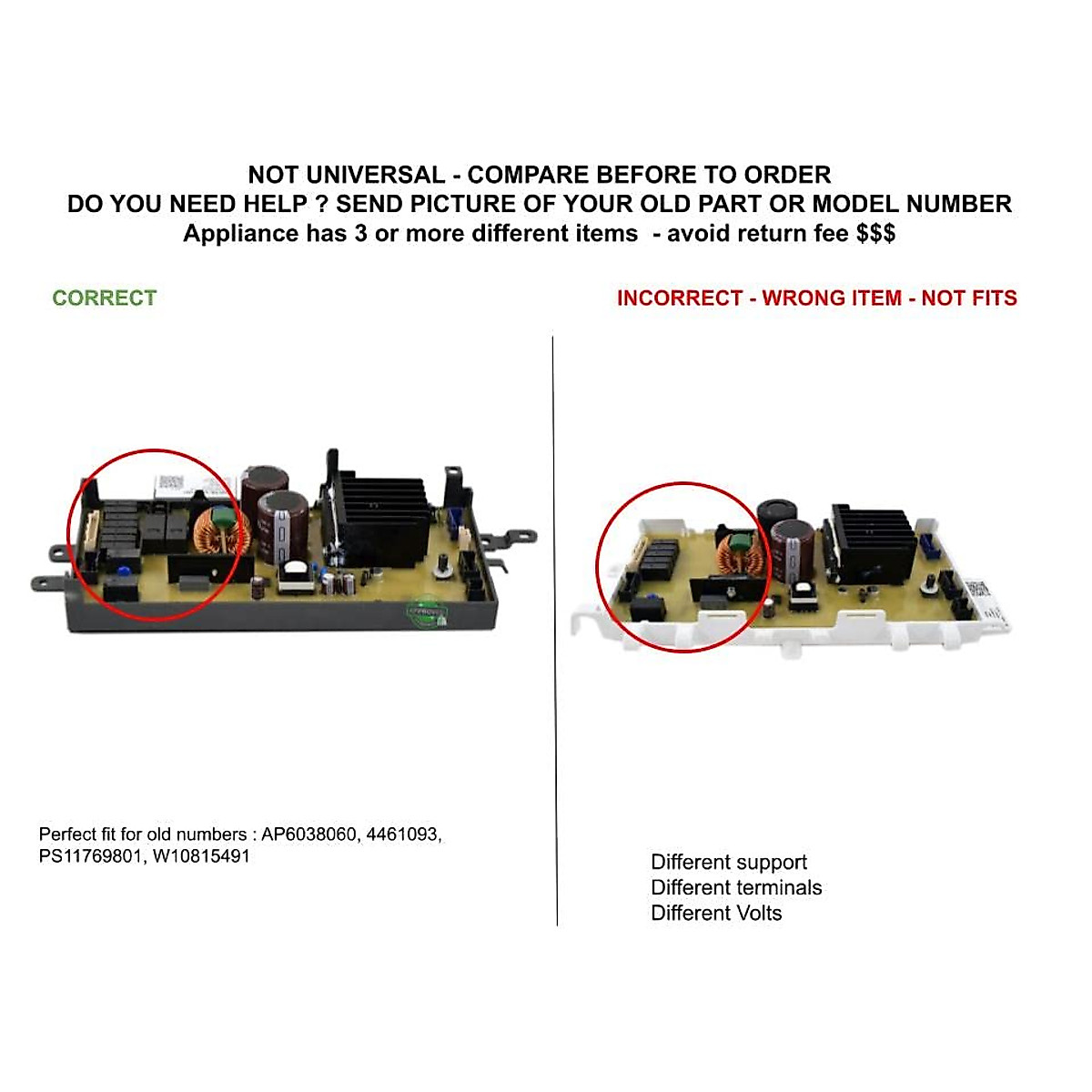 GLOB PRO SOLUTIONS W10815491 4461093 CKD3267 Control Board