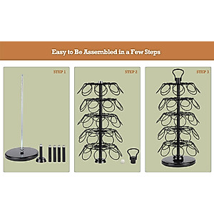 BLACKSMITH FAMILY K Cup Holders,K Cup Holder, K Cups Holder,K Cup Carousel, Coffee Pods Holder Storage Organizer Stand with KD Design (Glossy Black, 40 Pods Capacity)