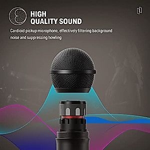 Donner Wireless Microphone System, UHF Wireless Microphone Set with 4 Handheld Dynamic Microphones, Adjustable Frequency, 328 ft Long Range, Perfect for Party/Wedding/Speech/Church/Stage/Karaoke/DJ