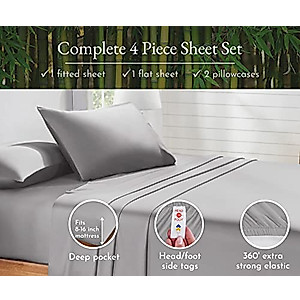 California Design Den Rayon from Bamboo Sheets King, 4 Piece Set, Luxury Cooling Sheets King Size Bed, Silver Gray Sheets with Deep Pocket Fitted Sheets (King, Silver Gray)