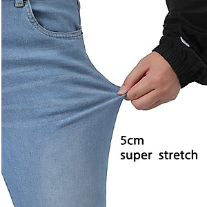 Mens Jeans Slim Fit Light Blue Distressed Skinny Jeans for Men Buckle Tapered Denim Jeans Stretch Fit Long Jean Pants