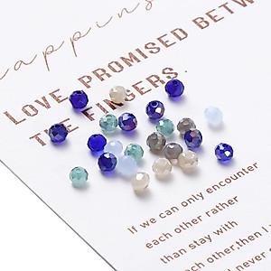 St.Kunkka Crystal Glass Beads for Jewelry Making, 1000pcs 4mm Mixed Color Faceted Rondelle Crystal Beads Austria Round Shape Loose Spacer Beads for DIY Women Bracelet Necklace (Blue Series)