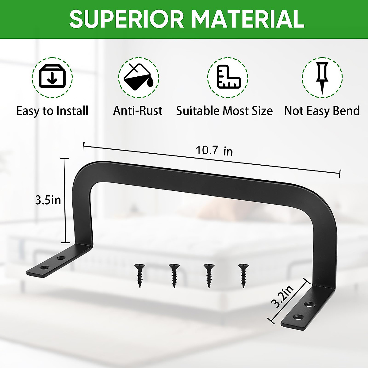 6Pcs Mattress Retainer Bar Mattress Slide Stopper from Sliding Non Slip Mattress Holder for Adjustable Bed Wider Taller Metal Mattress Holder for Wooden Bed Frame Black