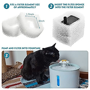 50 Pieces Pet Fountain Filter Cat Replacement Foam Filters Replacement Fits for Pet Fountain Filters Multiple Pet Fountain Foam Filters Cat and Dog Fountain Foam Filters