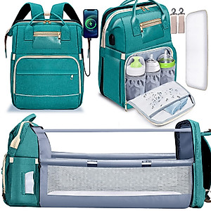 Gimars Diaper Bag Backpack, 5 in 1 Large Baby Bag, Waterproof Baby Diaper Bags for Travel with Insulated Milk Bottle Pocket, Large Capacity and Stroller Straps,Green