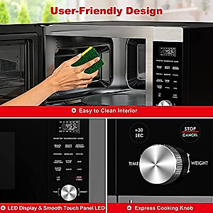 Galanz Microwave Oven ExpressWave with Patented Inverter Technology, Sensor Cook & Sensor Reheat, 10 Variable Power Levels, Express Cooking Knob, 1250W 2.2 Cu Ft Stainless Steel GEWWD22S1SV125