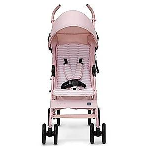 babyGap Classic Stroller - Lightweight Stroller with Recline, Compact Fold & Removable Parent Organizer - Made with Sustainable Materials, Pink Stripes