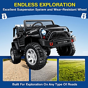 LIGIANT L8 Ride On Car, 12V Kids Electric Car w/Remote Control, 2 Seater, Spring Suspension, Bluetooth Speaker, Multi Music Modes, 3 Speeds, LED Lights, Xmas & Birthday Gift Ideas for Kids Ages 3-8