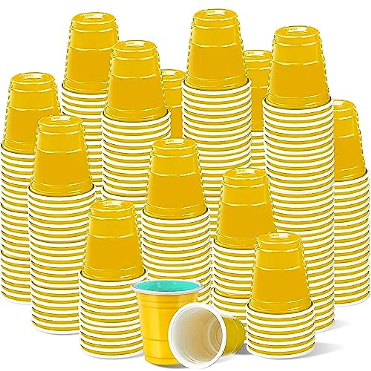 cssopenss 500 pcs 2 oz Plastic Shot Glasses yellow shot glasses disposable 2 oz yellow solo cups for drinking Tastings served Snacks Jello Tastings and Samples
