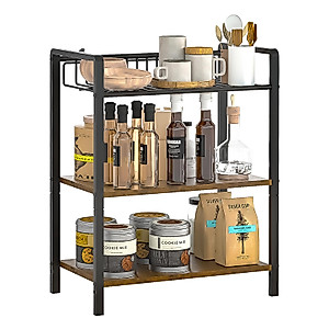 NIROZA Kitchen Counter Shelf, 3-Tier Bathroom Counter Shelf, Spice Rack Countertop Organizer, Coffee Bar Counter Top Organizer for Cupboard, Study Room, Restroom, Office