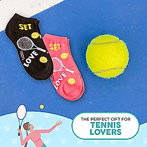Foozys Women’s Low Cut No Show Socks - Tennis Cute Sport Themed Fashion Novelty Sock for Women - 2 Pairs Included in Two Colors - Girl Gifts, Sporty Racket Ball Stocking Stuffers