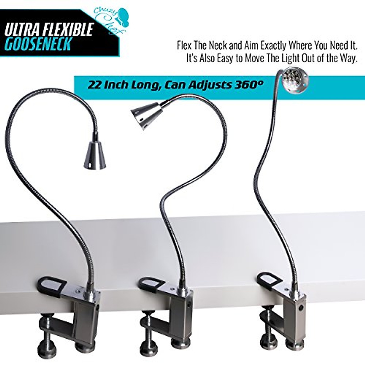 Magnetic BBQ Led Grill Light - 12 Super Bright LED Lights Adjustable 360 Degree Flexible Gooseneck & Screw Clamp for Outdoor & Indoor Barbeque Grill Lights Water Weather Resistant