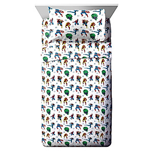 Jay Franco Marvel Avengers Fighting Team 4 Piece Twin Bed Set - Includes Reversible Comforter & Sheet Set Bedding - Super Soft Fade Resistant Microfiber (Official Marvel Product)