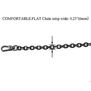 HAHIYO Mini Pochette Purse Chain Strap Thin Wide 6mm for LV Length 7.9 Inches Thick 2mm Shiny Black for Handbag Wallet Clutch Comfortable Flat Metal Strap 1 Pack