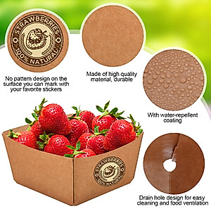 100 Pieces Large Size Berry Baskets 6 Inches Strong Kraft Paper Strawberry Baskets Berry Containers Box for Fruit Food Market Grocery Stores Backyard Party Farmer Market Supplies, Brown