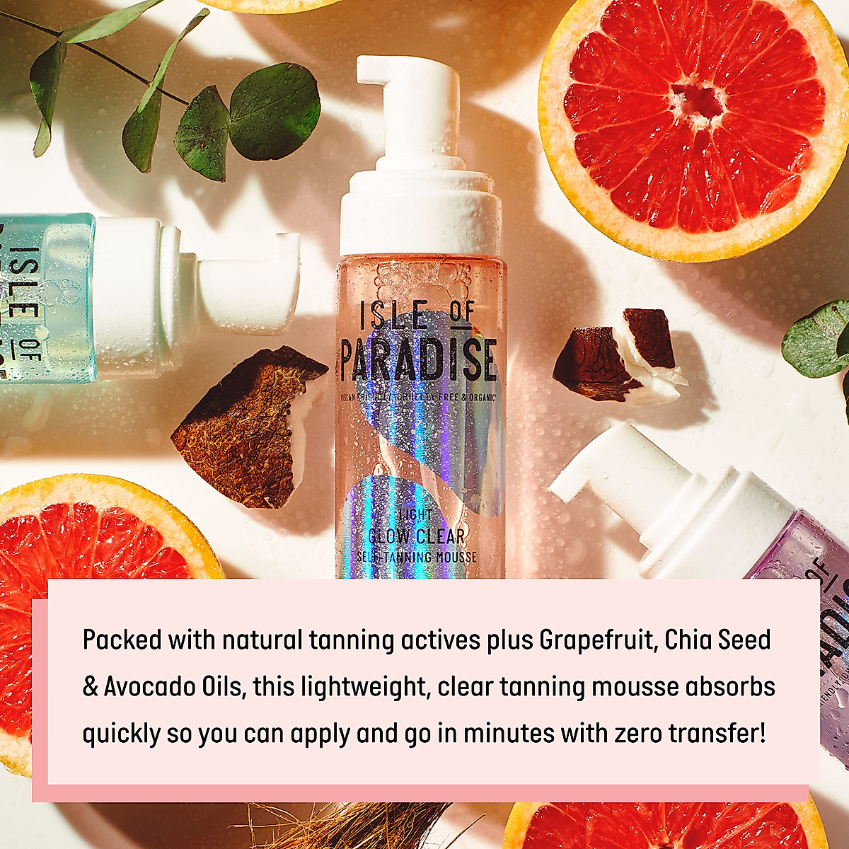 Isle of Paradise Glow Clear Self-Tanning Mousse, Medium (Golden Glow) - Red Cancelling and Color Correcting Tanning Foam, Vegan and Cruelty Free, 6.76 Fl Oz