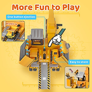 JIFTOK Constrcution Truck Toy Car for 3 4 5 6 7 8 Year Old Boys, Take Apart Toys with Electric Drill, Building Toy Playset with Excavator Toy, Tractor Toy for Kid 3-5 4-8 Christmas Birthday Gifts