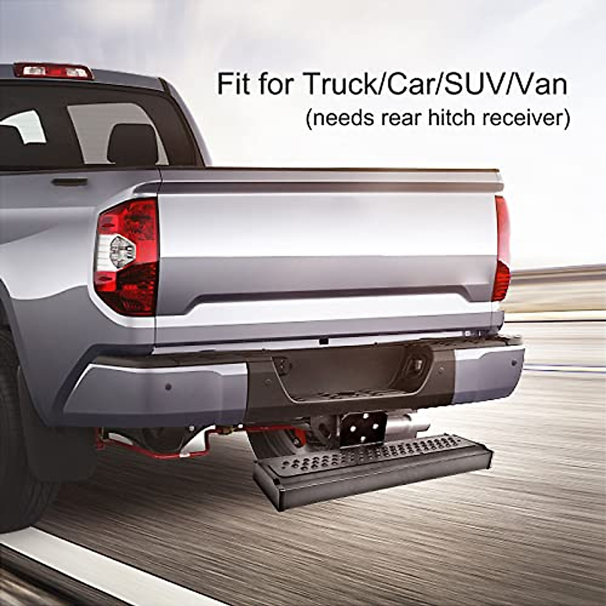 Heavy Duty Trailer Tow Hitch Steps (Large), 2'' Hitch Mounted Step and Bumper Protection fit for SUV/Pickup Truck/Van, Double-Sided Use Non-Slip Pattern with Pin Lock & U-Bolts Stabilize