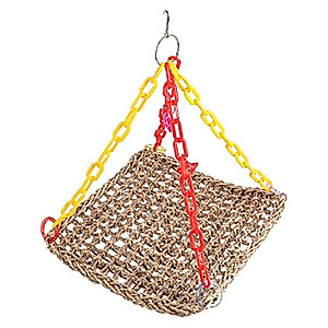 POPETPOP Straw Rope Parrot Swing Perch Birds Flying Trapeze Toy Parakeets Molar Toys Parrot Macaw Training Toys Parakeets Biting Plaything Hanging Toy