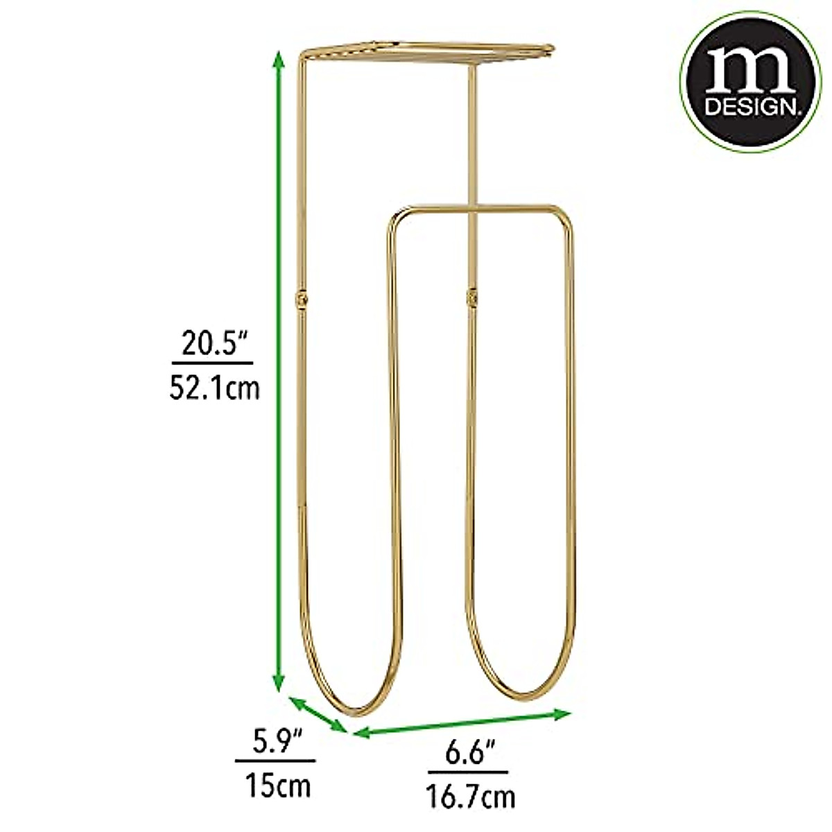 mDesign Bathroom Towel Holder and Organizer with Storage Shelf - Modern Metal Wall Mount Towel Rack - Towel Holder Rack for Bathroom with Shelf for Accessories - Concerto Collection - Soft Brass