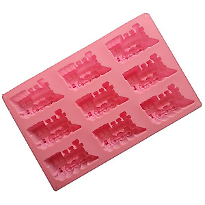 Allforhome 9 Trains Silicone Cake Baking Molds Cupcake Pans Handmade Soap Molds Biscuit Chocolate Mold Ice Cube Tray Soap DIY Moulds