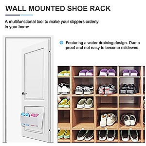 DOITOOL Wall Shoe Rack Mounted Wall Mount Slipper Rack White Hanging Shoe Storage Rack Non- punching Shoe Stand Door Shoe Hangers Bathroom Shoe Holder Wall Mounted Shoe Storage