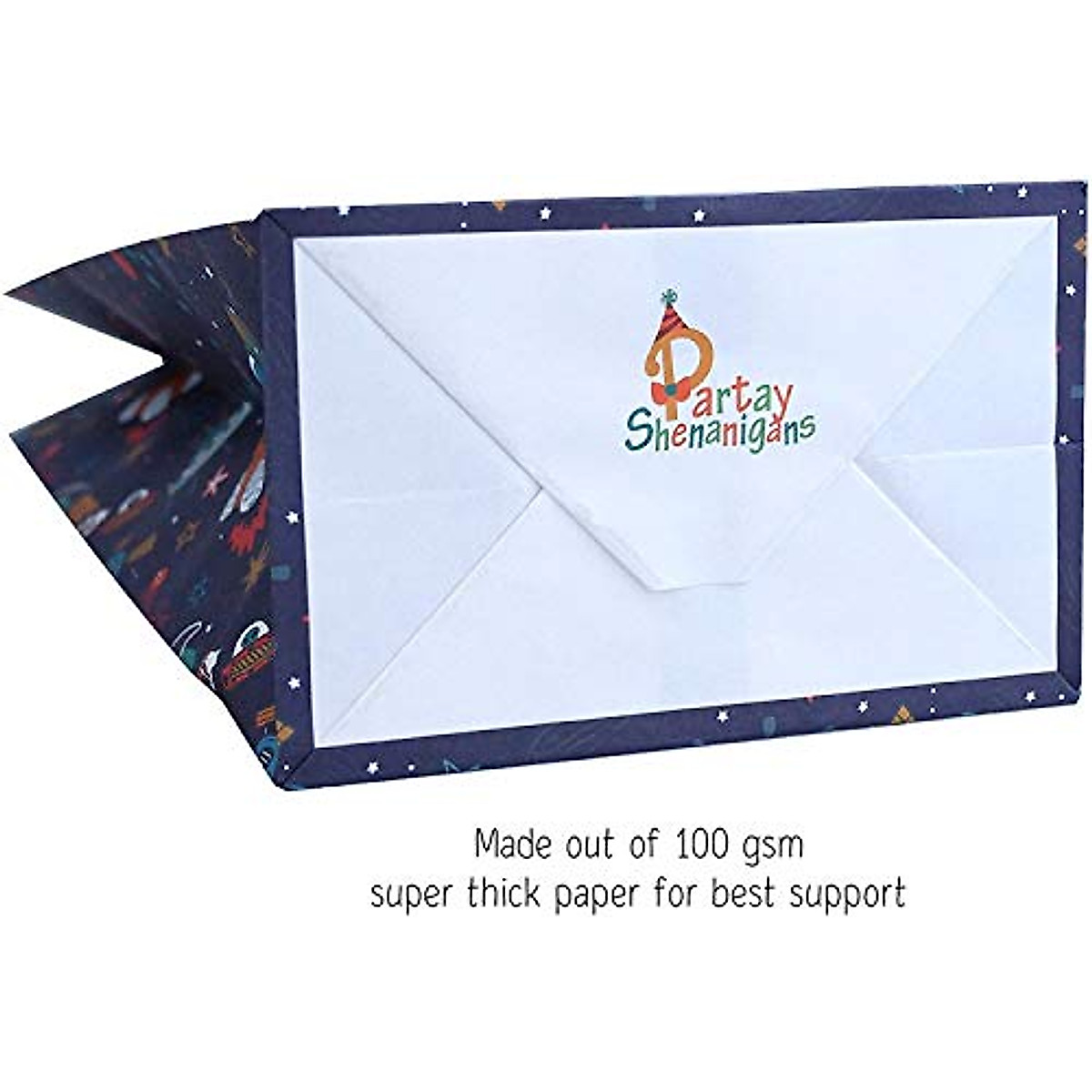 Outer Space Favor Bags - 24-Count Colorful Cute Pattern Design Printed on Kraft Paper Goodie Gift Bags - Treat Bags and Party Supplies for Theme Party, Kids Birthday, Party Favor - 9.5" x 5.5" x 3.25"