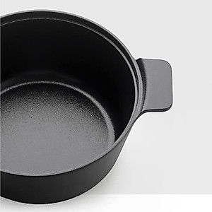 All Black Vulcan Kitchen Nonstick 4QT Stock Pot with Glass Lid, Healthy Cooking T-Coating Casserole, Soup Stew Dutch Oven, Induction Compatible Cookware, Made in Korea (24 cm Pot)