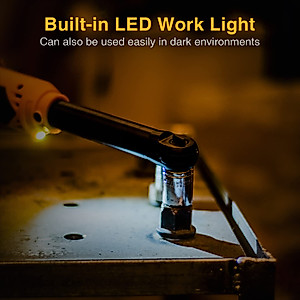 Meagle Extended Cordless Electric Ratchet Wrench, 3/8" 40 Ft-lbs 12V Long Reach Electric Ratchet Wrench Kit w/ 60-Min Fast Charge, Variable Speed, 2X2.0Ah Lithium-Ion Batteries, 7 Sockets& Tool Bag