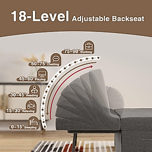 4 in 1 Sleeper Chair, Convertible Sleeper Sofa with Hide a Bed Chair, Sleeper Chairs for Adults, Ottoman Bed Sleeper with Adjustable Backrest for Living Room Apartment Office, Dark Grey