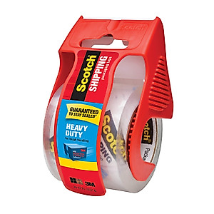 Scotch Brand Heavy Duty Shipping Packaging Tape, 1 Roll with Dispenser, 1.88" x 22.2 Yards, 1.5" Core, Great for Packing, Shipping & Moving, Clear (142)