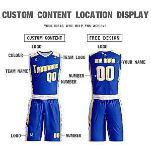 BaiLiLai Personalize Your Own Reversible Basketball Jersey Uniform Custom Name and Number for Men/Women/Youth, Blue &White