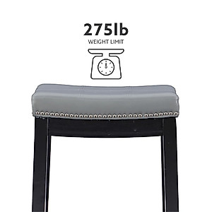 Linon Claridge Backless Counter Stool Gray Faux Leather Wood Frame in Black