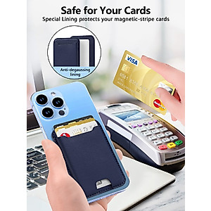 TopMade for Magsafe Wallet, Magnetic Wallet Card Holder for iPhone 16/16 Pro, iPhone 15/14/13/12 Series, Leather Magnetic Phone Wallet with Powerful Magnet, RFID Blocking, Fit 4 Cards, Blue