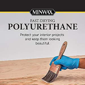 Minwax Fast Drying Polyurethane Protective Wood Finish, Warm Satin, 1 Quart