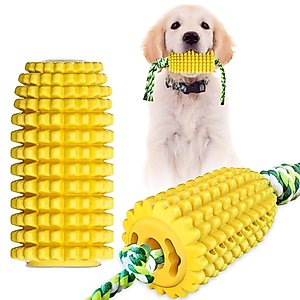 ENZZROA Interactive Dog Chew Toys for Aggressive Chewers - Durable Corn Rubber Toy for Medium & Large Breeds, Relieves Boredom and Anxiety(1 Pack Corn chew)