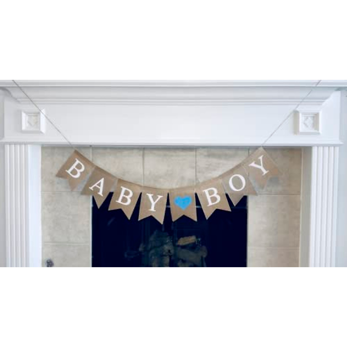 Shimmer Anna Shine BABY BOY Burlap Banner for Baby Shower Decorations and Gender Reveal Party (Blue)