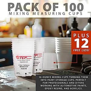 (Full Case of 100 each - Pint (16oz) Paint Mixing Cups) by Custom Shop - Cups have calibrated mixing ratios on side of cup Box of 100 Cups Epoxy Resin Epoxy Resin