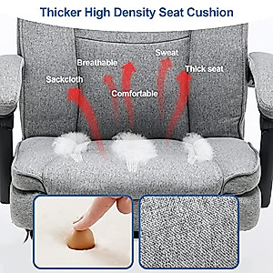 HOMREST Reclining Chair with Massage, Ergonomic Office Breathable Fabric Executive Computer Chair w/Retractable Footrest, High Back Swivel Recliner for Office Home Study