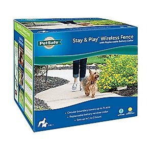 PetSafe Stay & Play Wireless Fence with Replaceable Battery Collar for Dogs, 5.7 LB