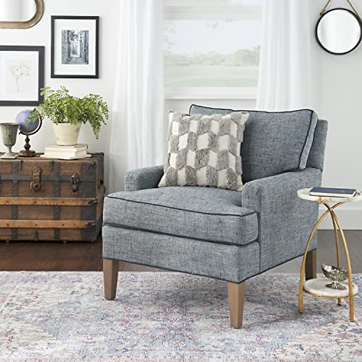 Nicole Curtis Pillow Tufted Diag Checkers Light Grey 18" x 18" Throw Pillow