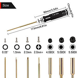 INJORA Hex Screwdrivers Nut Driver Wrench HSS RC Tools Kit for TRX4M SCX24 FCX24 1/18 1/24 RC Mini Crawler Car, 7PCS