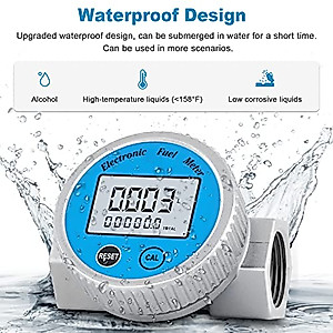 Epidioxi Turbine Flow Meter Waterproof Digital Fuel Flowmeter 2.37-26.41GPM for Water Diesel Fuel Methanol Kerosene Oil (1"NPT)