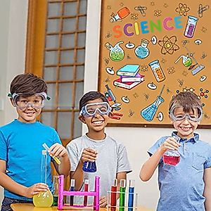 IARTTOP Colorful Student Science Laboratory Wall Decal, Chemical Apparatus Test Tube Book Microscope Wall Sticker, Biology Experiment Science Waterproof Decals for Classroom Nursery Wall Decoration.