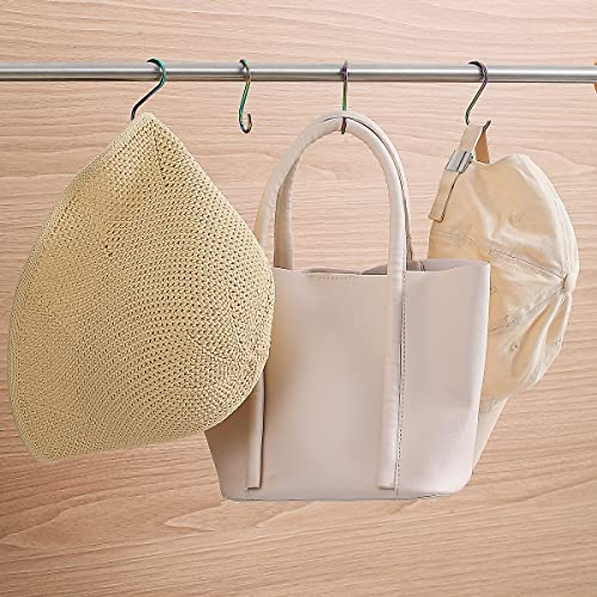 Evanda Rainbow S Hooks for Hanging Pack of 30, Heavy Duty Stainless Steel Titainium Plating Metal Mutil Purpose Hanger for Kitchen Pans, Pots, Utensils Tooks, Cups, Mugs, Clothes, Bags, Towels, Plants