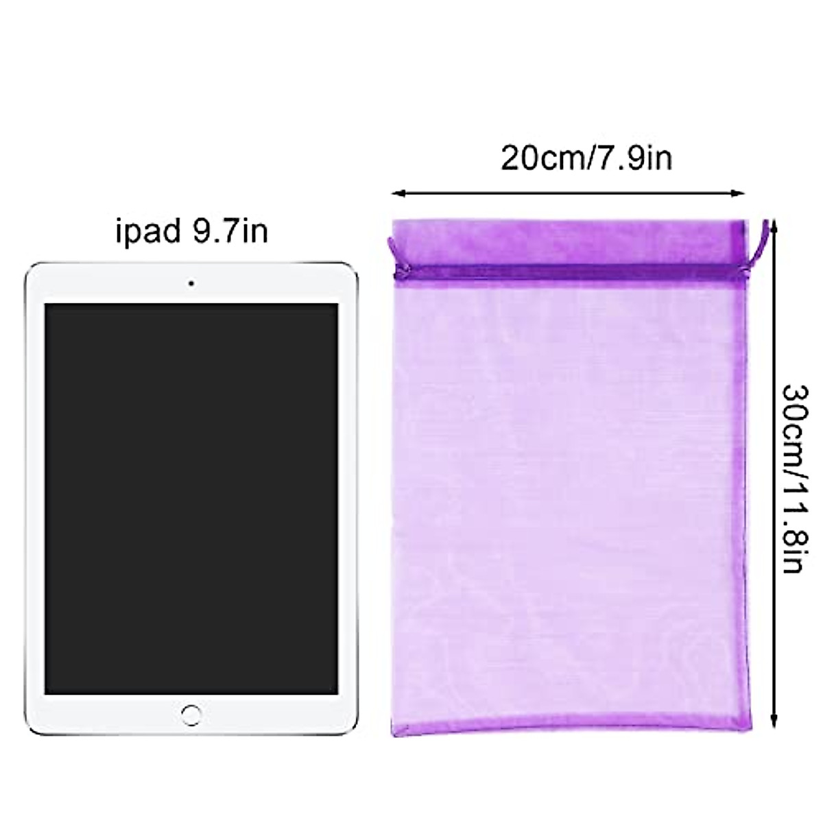 SULOLI 50Pcs Organza Jewelry Bags,8x12 inches Purple Organza Gift Bags with Drawstring Mesh Jewelry Bag for Presents