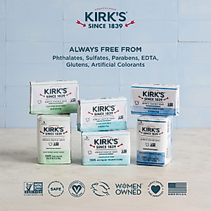 Kirk's Castile Bar Soap for Men, Women & Children - Made With Premium Coconut Oil, Sensitive Skin Formula, Vegan, Non GMO, Original Fresh Scent, 4 oz. Bars, 6 Pack